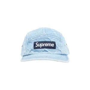 Supreme Punched Denim Camp Cap - Blue