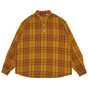 Supreme Plaid Flannel Pullover Shirt - Gold