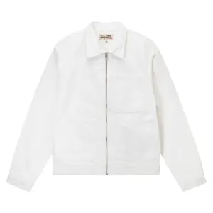 StÜssy Overdyed Zip Work Jacket - White | Editorialist