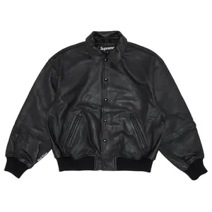 Supreme Gore-tex Infinium Windstopper Leather Varsity Jacket - Black