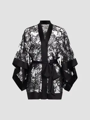 Kiki De Montparnasse Camille Floral Lace Robe - Black