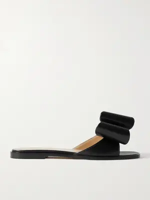 Mach & Mach Le Cadeau Leather Slides - Black