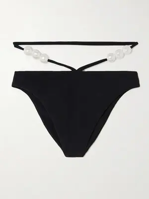 Magda Butrym Faux Pearl-embellished Bikini Briefs - Black