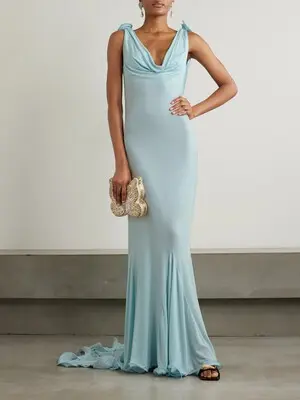 Magda Butrym Floral-appliquéd Satin-jersey Dress
