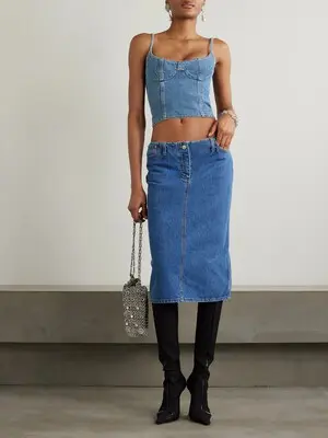 Magda Butrym Cropped Denim Bustier - Blue