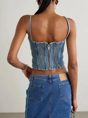Magda Butrym Cropped Denim Bustier - Blue