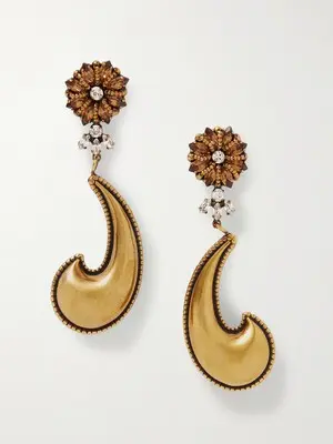 Etro Tone Crystal Paisley Drop Earrings - Gold
