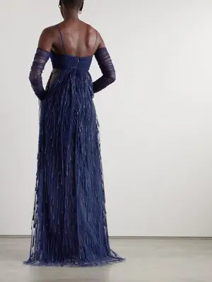 SANDRA MANSOUR Samhain Swiss-dot Tulle Gown With Gloves