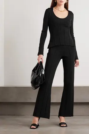 Galvan Dawn Ribbed-knit Wide-leg Pants
