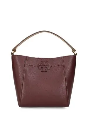 Tory Burch TORY BURCH Small Mcgraw Textured Leather Bucket Bag - Bordeaux