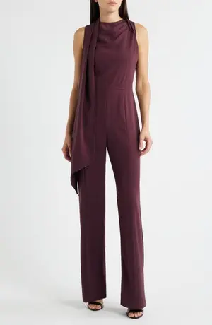 Black Halo Enola Drape Jumpsuit - Oxblood