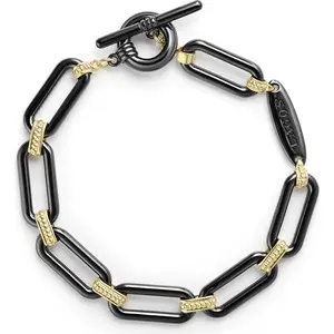 Lagos Meridian 18k Gold & Ceramic Toggle Bracelet - Black/gold