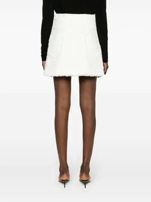 Balmain A-line Tweed Miniskirt - White