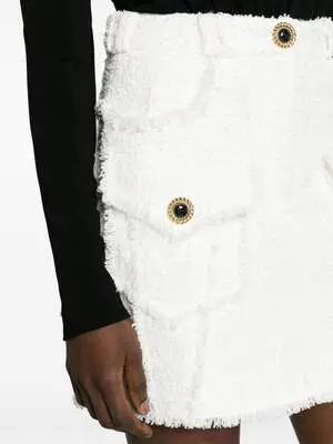 Balmain A-line Tweed Miniskirt - White