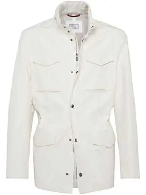 Brunello Cucinelli Stand-up Collar Linen-blend Coat