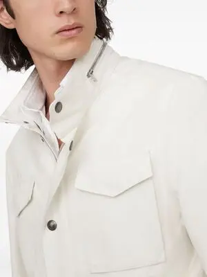 Brunello Cucinelli Stand-up Collar Linen-blend Coat