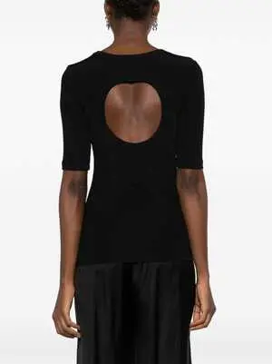 Fabiana Filippi Cut-out Fine-ribbed T-shirt - Black