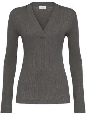 Brunello Cucinelli Fine-ribbed Jumper With Monili Chain Detail