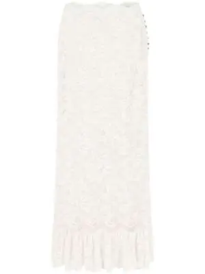 Rabanne Lace High-waist Midi Skirt - White