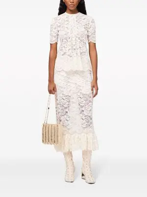 Rabanne Lace High-waist Midi Skirt - White