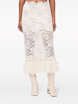 Rabanne Lace High-waist Midi Skirt - White
