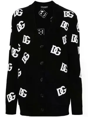 Dolce & Gabbana Logo-intarsia Virgin Wool Cardigan - Black