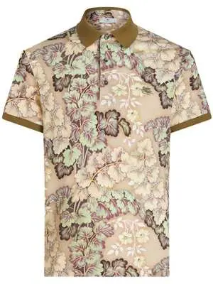 Etro Floral-print Cotton Polo Shirt - Neutrals