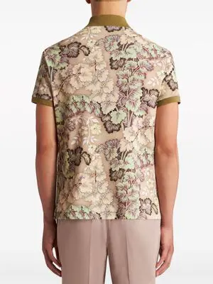 Etro Floral-print Cotton Polo Shirt - Neutrals