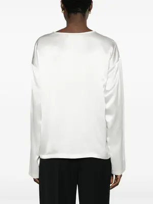 Fabiana Filippi Silk Satin Blouse - Silver