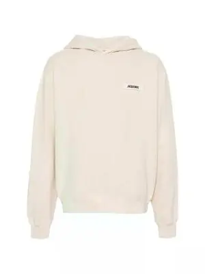 Jacquemus Le Hoodie Gros Grain Logo-patch Hoodie - Neutrals