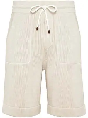 Brunello Cucinelli Drawstring-waist Fine-ribbed Shorts