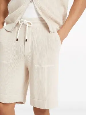 Brunello Cucinelli Drawstring-waist Fine-ribbed Shorts