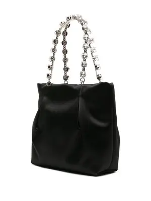 AQUAZZURA Crystal-embellished Satin Tote - Black