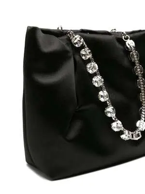 AQUAZZURA Crystal-embellished Satin Tote - Black