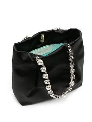 AQUAZZURA Crystal-embellished Satin Tote - Black