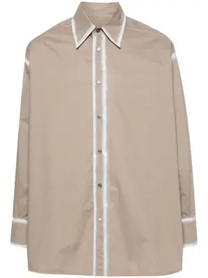 MAISON MARGIELA Contrasting-trim Poplin Shirt - Brown