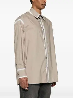 MAISON MARGIELA Contrasting-trim Poplin Shirt - Brown