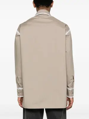 MAISON MARGIELA Contrasting-trim Poplin Shirt - Brown