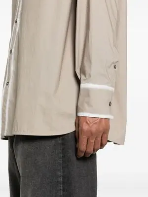 MAISON MARGIELA Contrasting-trim Poplin Shirt - Brown