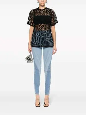 MUGLER Flocked-print T-shirt - Black