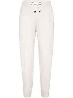 Brunello Cucinelli Drawstring-waist Tapered Track Trousers - White