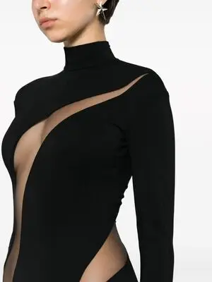 MUGLER Mesh-paneling Maxi Dress