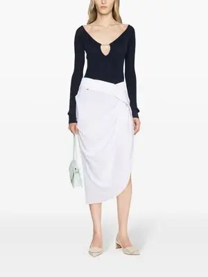 Jacquemus La Jupe Asymmetric Midi Skirt - White