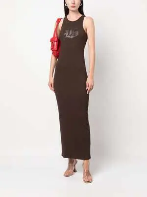 Blumarine Rhinestone-logo Midi Dress