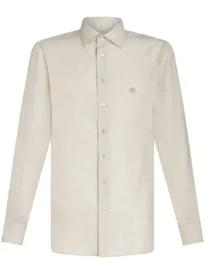 Etro Pegaso-embroidered Mélange-effect Shirt