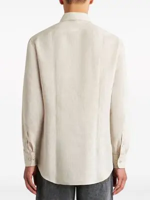 Etro Pegaso-embroidered Mélange-effect Shirt