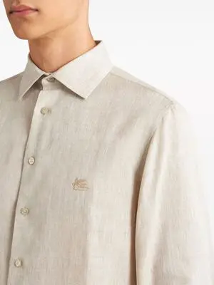Etro Pegaso-embroidered Mélange-effect Shirt