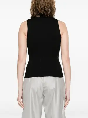 Vince Ribbed Knit Tank Top - Black