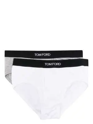 TOM FORD Logo-waistband Cotton Briefs - Grey