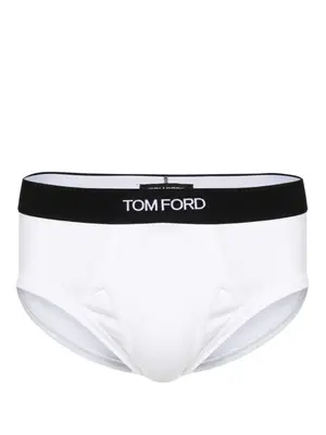 TOM FORD Logo-waistband Cotton Briefs - Grey